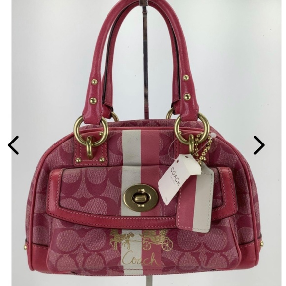 Coach | Bags | Coach Fuchsia Signature Faux Leather Small Domed Satchel ...